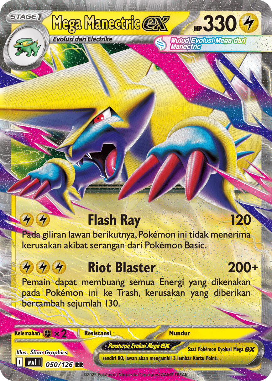 Mega Manectric ex RR - Pokemon Card 050/126 Mega Evolution - Indonesia ...