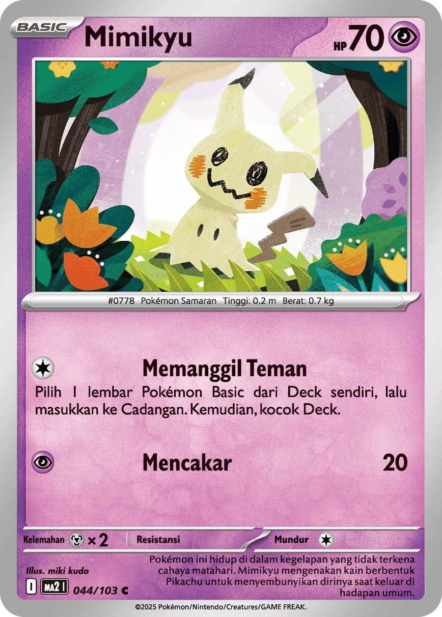 Mimikyu C - Pokemon Card 044/103 Blue Flame MA2 I - Indonesian ...